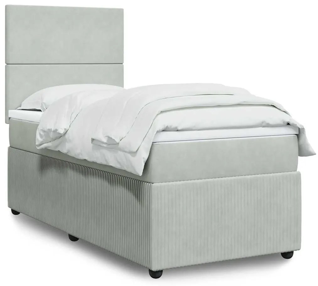 Box spring postel s matrací světle šedá 90x200 cm samet 3294532