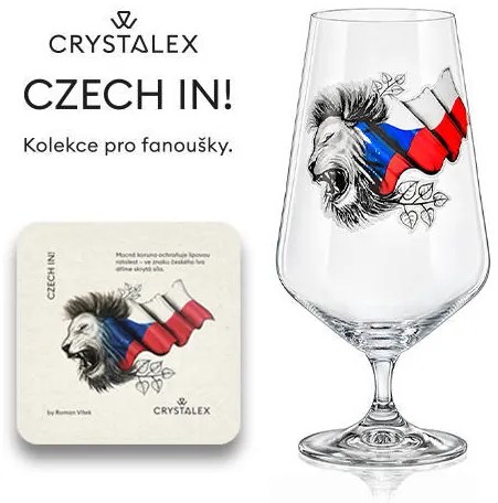 Crystalex Sklenice na pivo Czech In 540ml - vlajka, 1 ks