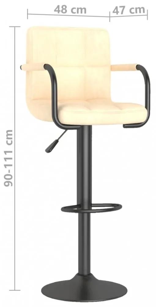 Barová židle samet / kov Dekorhome Krémová