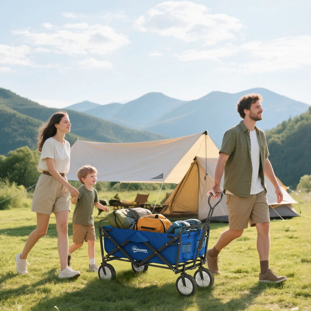 Outsunny Skládací zahradní vozík 360° Transportní vozík Plážový vozík s ocelovým rámem Oxford 93 x 49 x 75-100 cm | Aosom.de