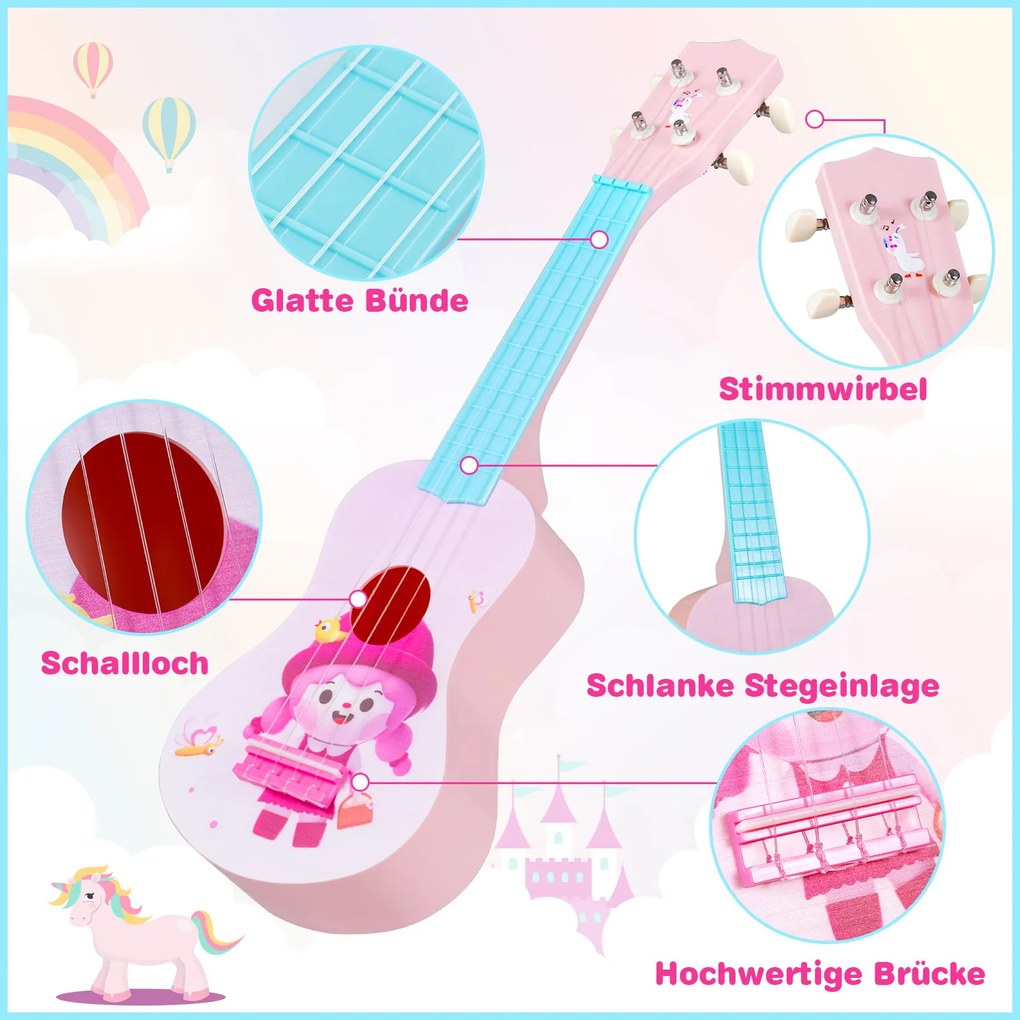 Costway 21 Palcové ukulele pro děti Mini hračkové ukulele s 4 nylonovými