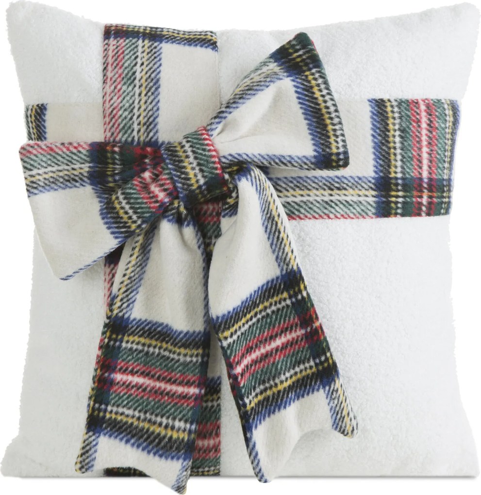 CHLUPATÝ VÁNOČNÍ DEKORAČNÍ POVLAK NA POLŠTÁŘ SCARF 45X45 CM VZOROVANÝ