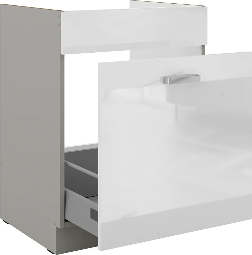 BIANCA sb | dolní skříňka 60 ZL 1S dřezová | 60 cm | PREMIUM BOX | světle šedá/bílá lesk