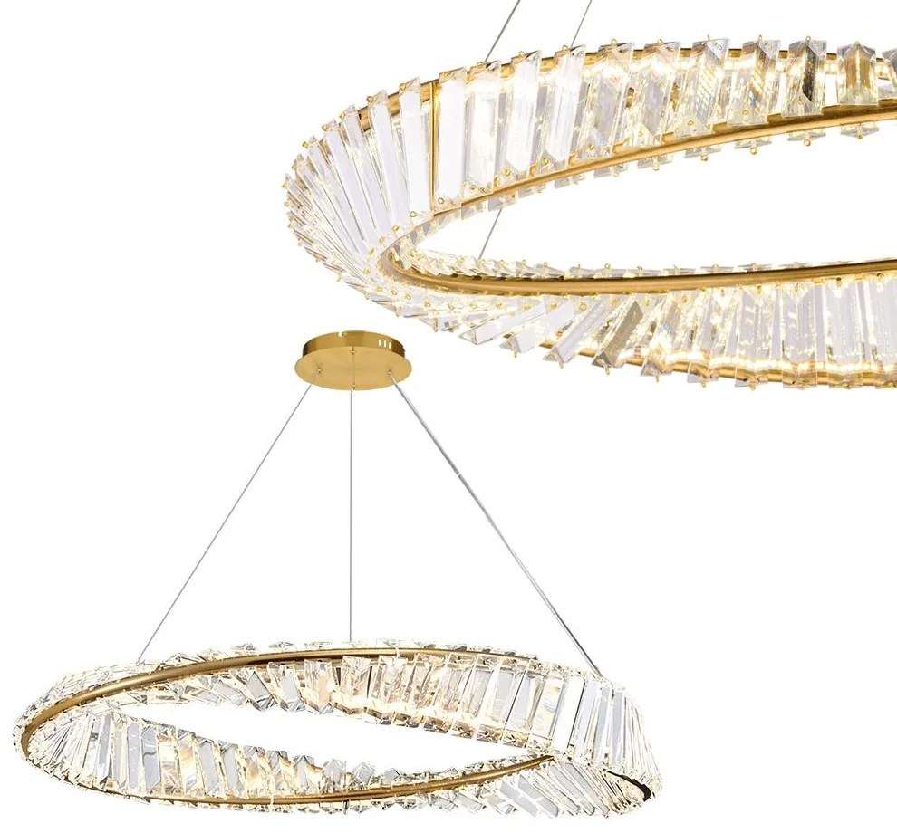 Toolight Toolight, LED křišťálové závěsné svítidlo 27W APP1201-CP, čirá-zlatá, OSW-04591