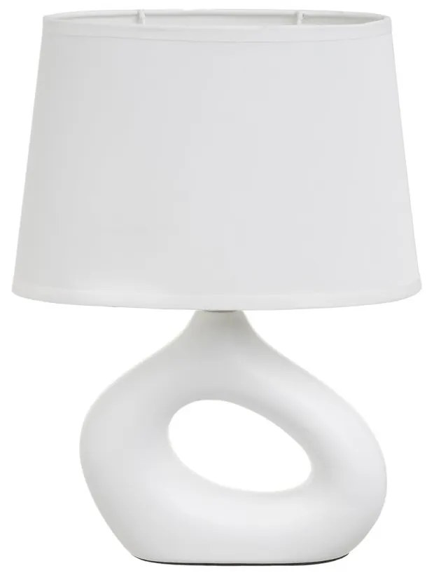 Bílá keramická stolní lampa s textilním stínidlem (výška 30 cm) – Casa Selección Biano.cz