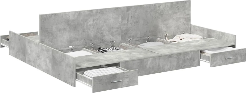 Rám postele s úložným prostorem Betonově šedá 140 x 200 cm 3335296