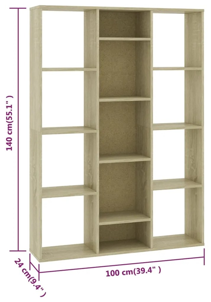 vidaXL Marketos Dělicí stěna/knihovna dub sonoma 100x24x140 cm kompozitní dřevo