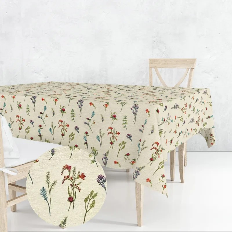 Ervi Gobelínový ubrus na stůl čtvercový - Květiny na loukách