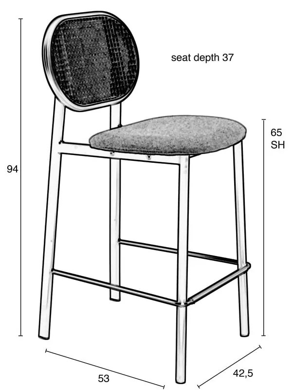 Černá/světle růžová barová židle 94 cm Spike – Zuiver