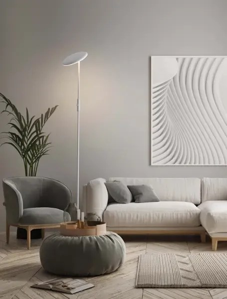 LED stmívatelná bílá stojací lampa Notos