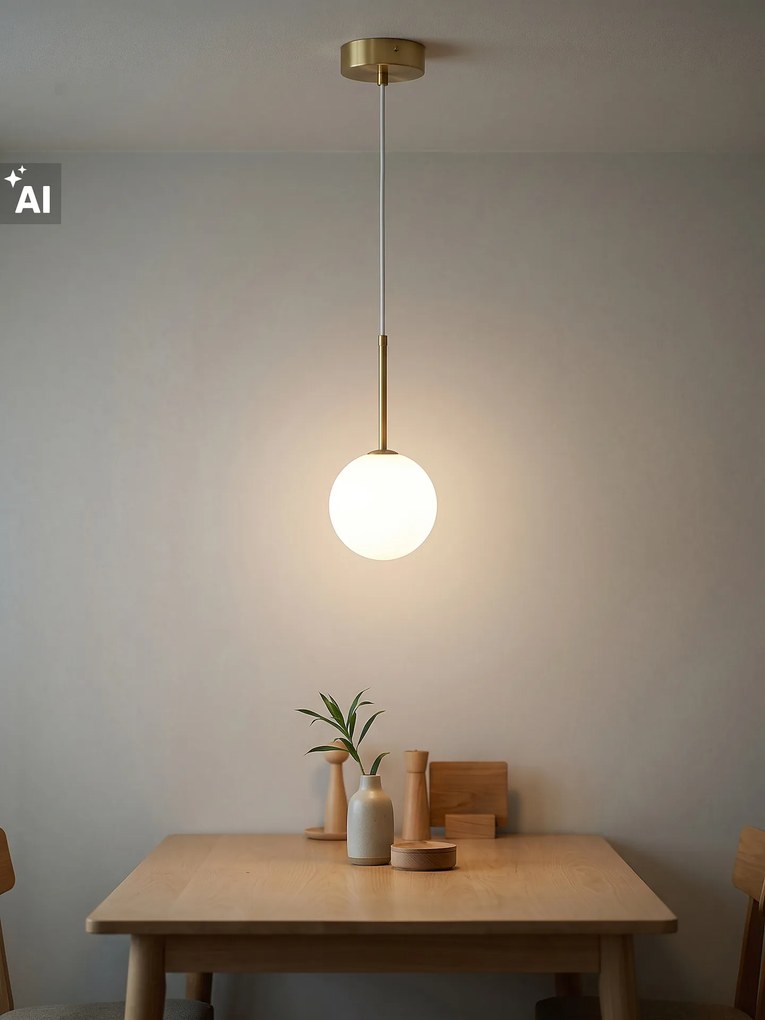 Sinsay - Závěsná lampa se zlatými detaily a kulatým stínidlem - zlatá