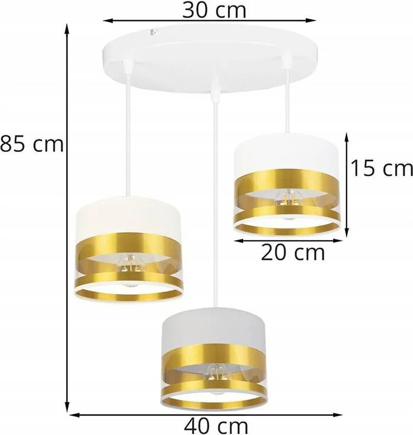 Závěsné svítidlo Intense Gold, 3x textilní stínítko (mix 6 barev), (výběr ze 3 barev konstrukce), o