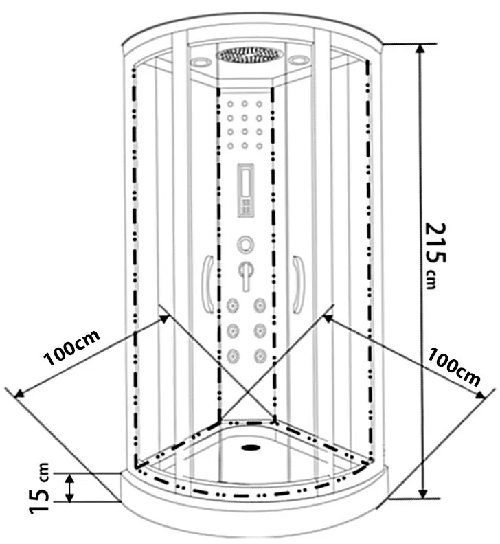 BPS-koupelny Hydromasážní box HYD-Giorgia 100 SA Černý, 100x100 se saunou