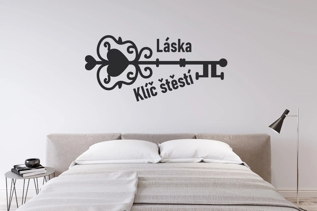 Samolepka na zeď Láska - Klíč Barevná varianta: Černá, Velikost (šířka x výška): 45x21cm