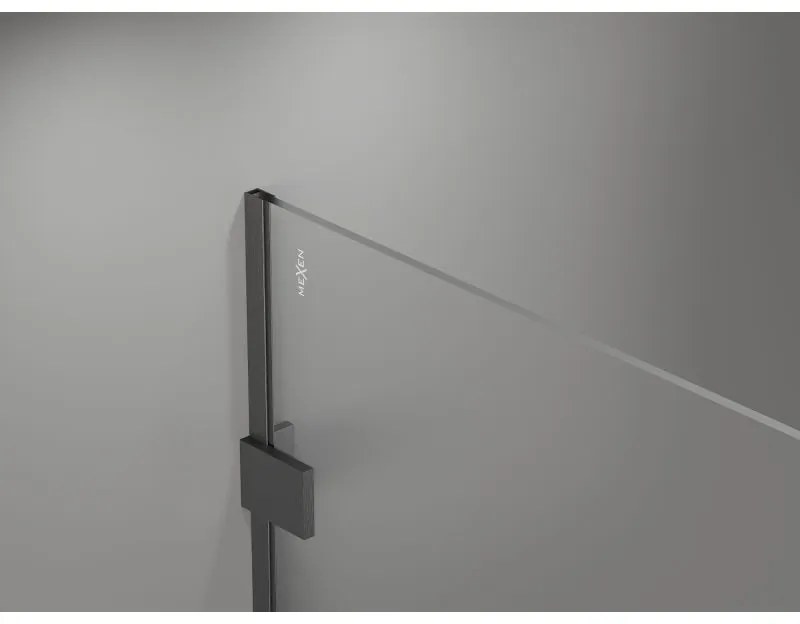Mexen Lunar sprchová stěna pravá 150 x 200 cm, 8mm čiré sklo, broušený grafit, 830-150-000-66-00-P