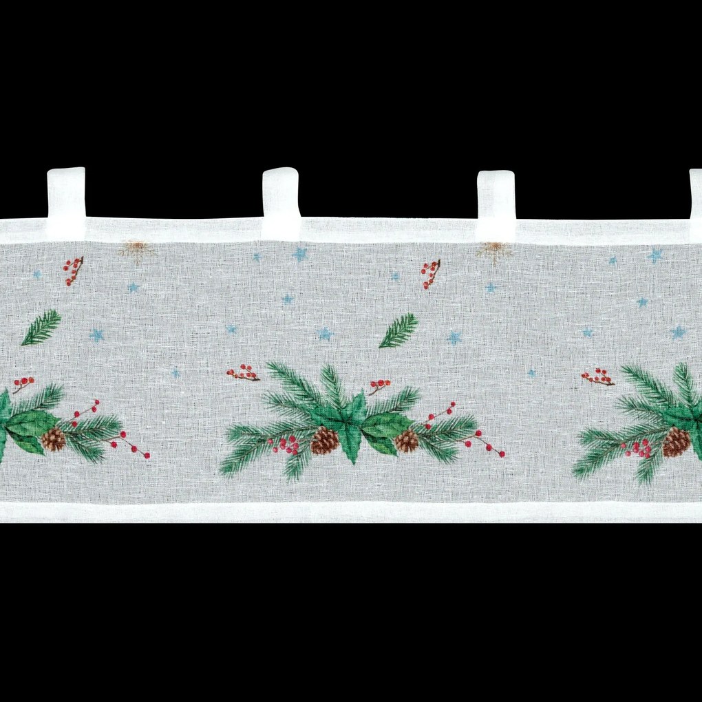 EUROFIRANY KRÁTKÁ VÁNOČNÍ ZÁCLONA NA POUTKÁCH XMAS1 30X150 CM VZOROVANÁ