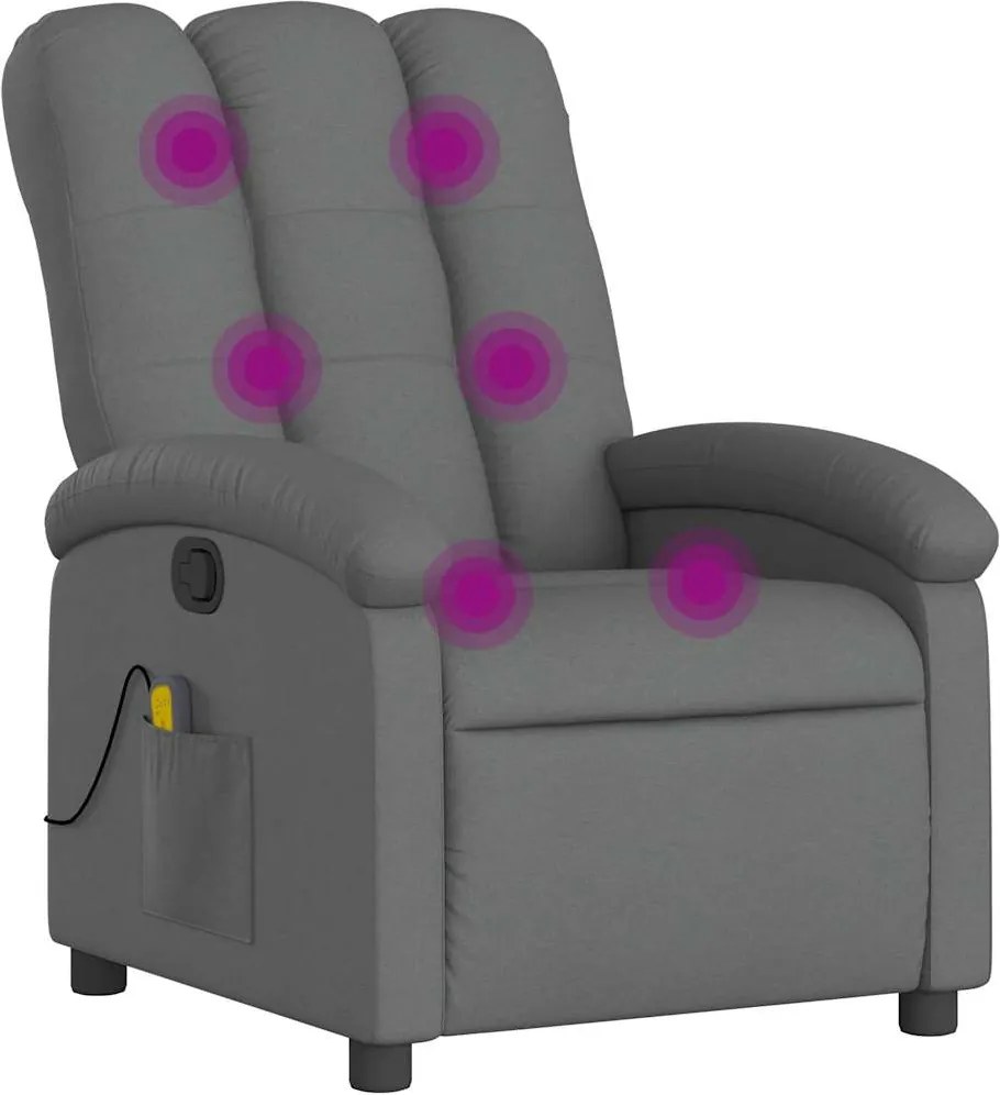 Masážní křeslo s polohovacím mechanismem, tmavě šedé, látkové 3205869