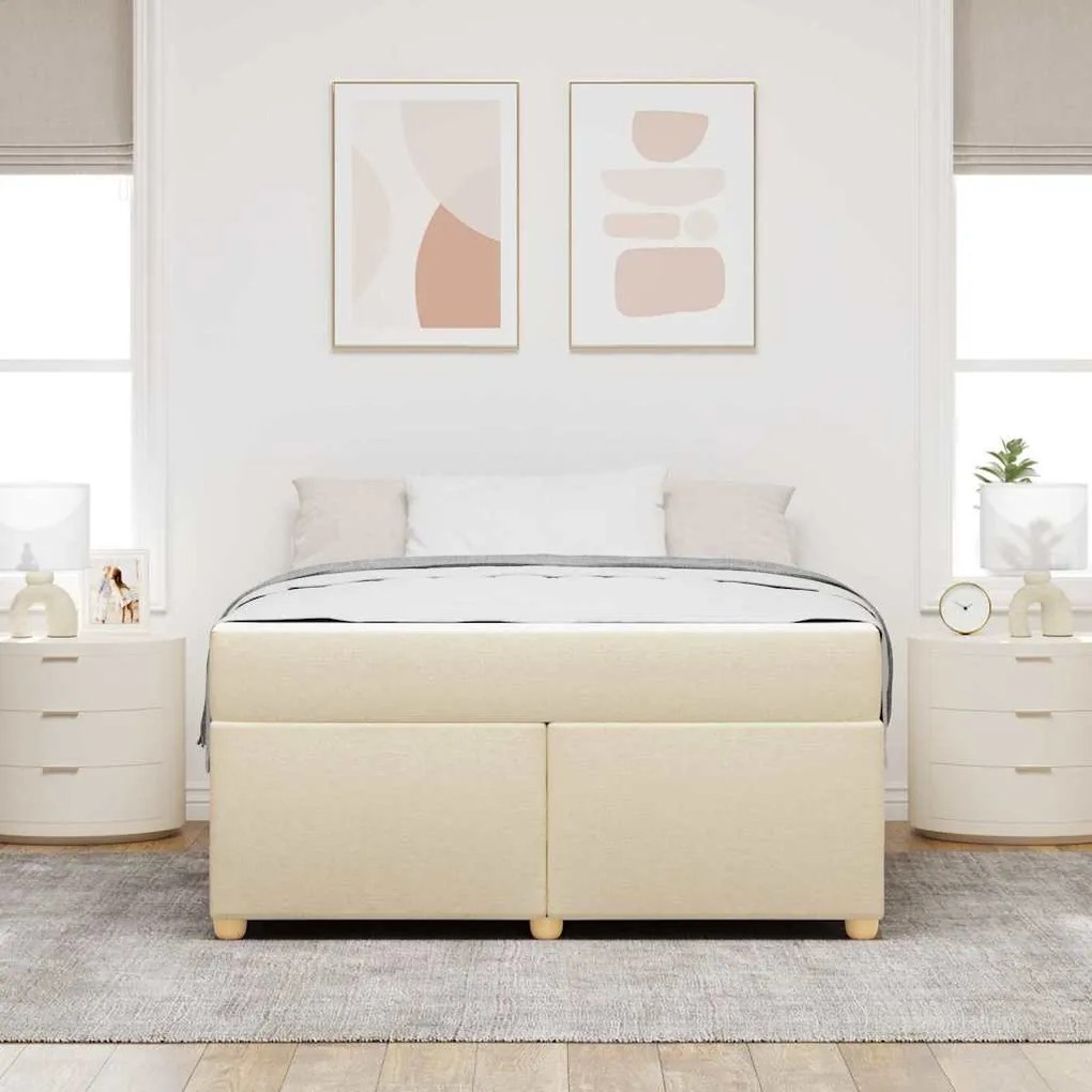 Rám postele s matrací Krémová 160 x 200 cm textil 3399368