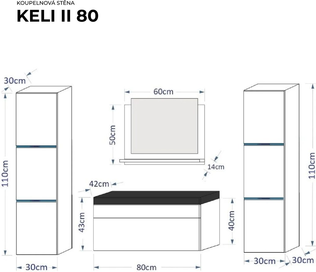 Ral Koupelnová stěna KELI 14 - Černý lesk