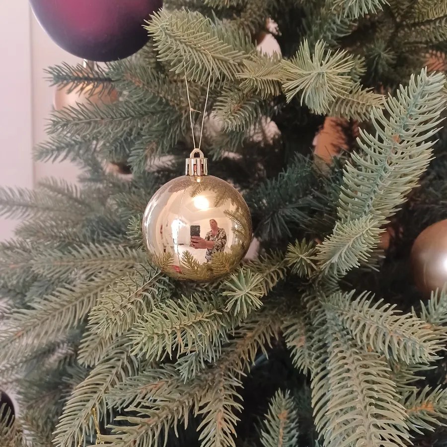 Sada vánočních ozdob zlaté 6 cm plastové koule, balení 24 ks