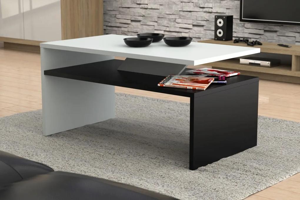 Mazzoni PRIMA bílá / černá, konferenční stolek, černobílý, obdélníkový, lamino, moderni
