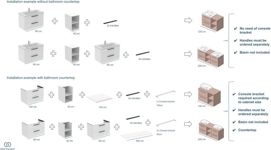 Deska pod umyvadlo v dekoru dubu v přírodní barvě 120x51 cm i.Life B – Ideal Standard