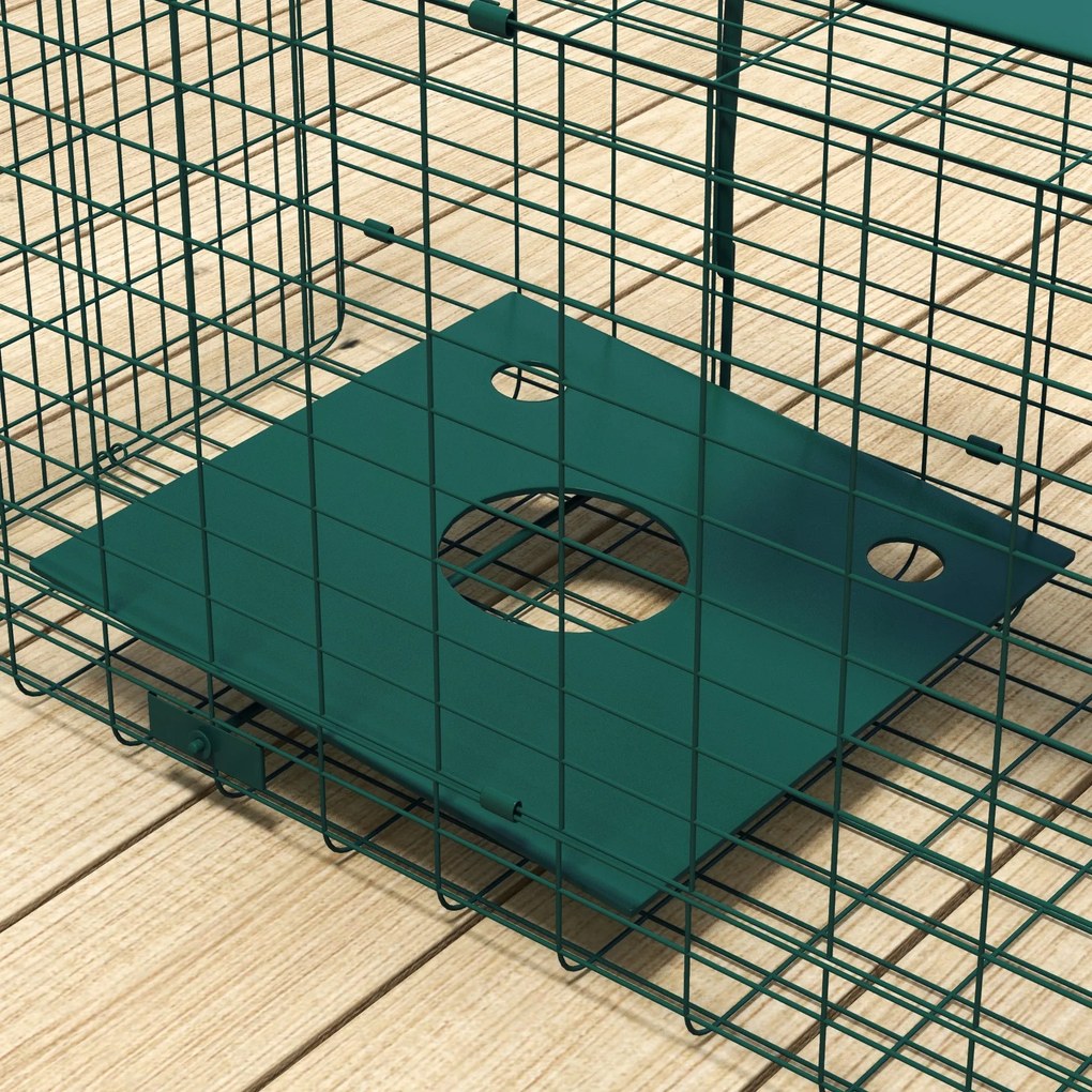 Outsunny Záchytná past na živé zvířata z oceli s 1 vchodem pro potkany a myši rozměr 80L x 25W x 30H cm tmavě zelená