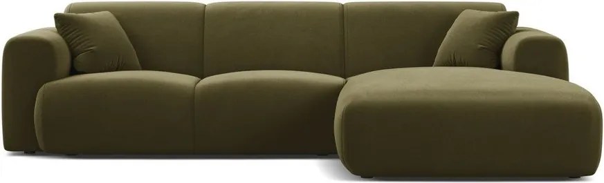 Khaki sametová rohová pohovka (pravý roh/s lenoškou) Molino – Micadoni