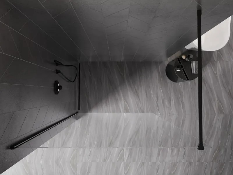 Mexen Kioto-X sprchová stěna Walk-in 100 x 200 cm, transparentní 10 mm, černá - 800-100-101-70-00-X
