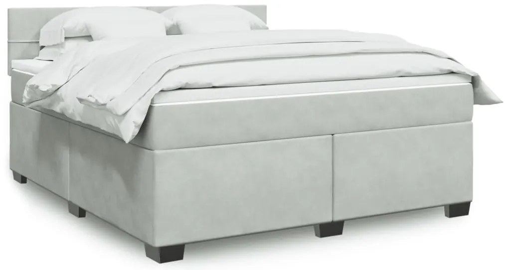 Box spring postel s matrací světle šedá 180x200 cm samet 3286378