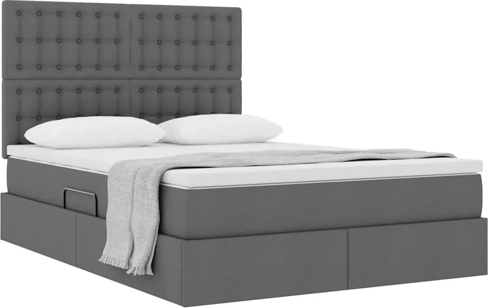Postel s úložným prostorem a matrací Tmavě šedá 140 x 190 cm 3371905
