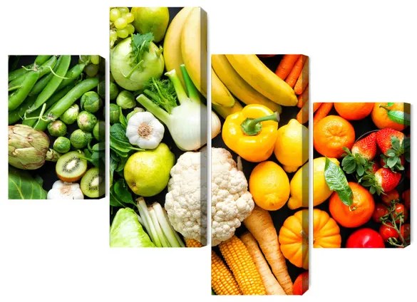 Vícedílný obraz Ovoce A Zelenina V Barvách Duhy Nedostatek Nedostatek Plátno Canvas 80x50