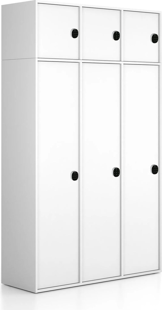 Nástavba pro skříně FRAME, 3x dveře, 1299 x 450 x 427 mm, kódový zámek, bílá