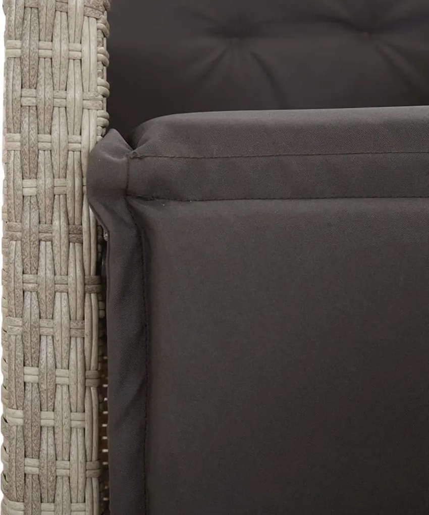 3dílný bistro set s poduškami světle šedý polyratan 3212598