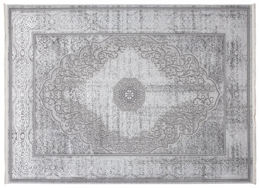 Exkluzivní šedý koberec s bílým orientálním vzorem Šířka: 80 cm | Délka: 150 cm