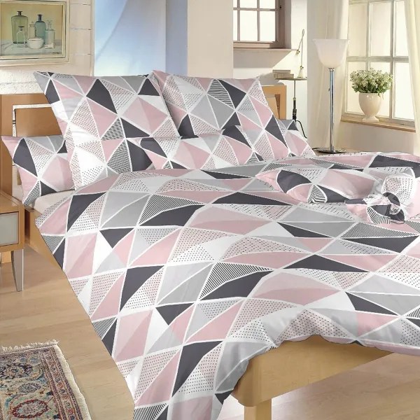 Dadka Povlečení bavlna Pyramidy pudrové  240x220, 2x70x90 cm