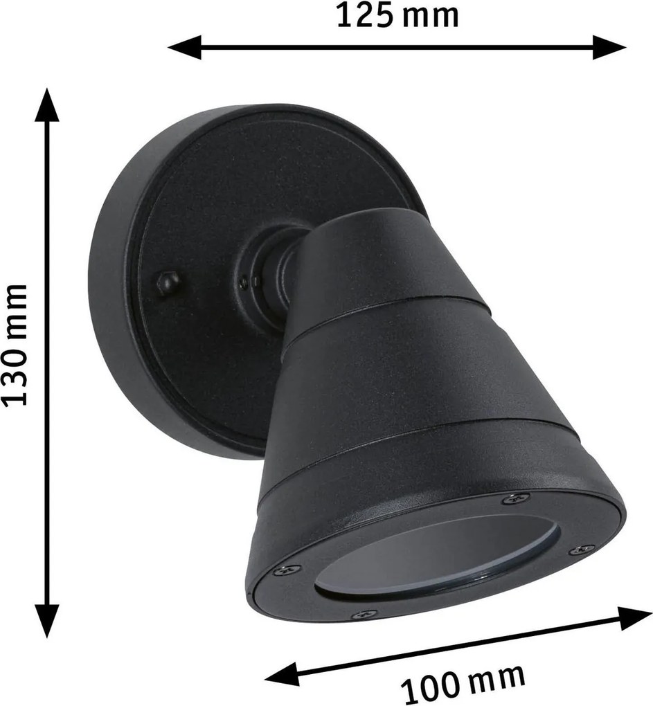 P 94734 Venkovní nástěnné svítidlo Trian IP44 kruhové 100x125mm max. 35W 230V antracit hliník - PAULMANN