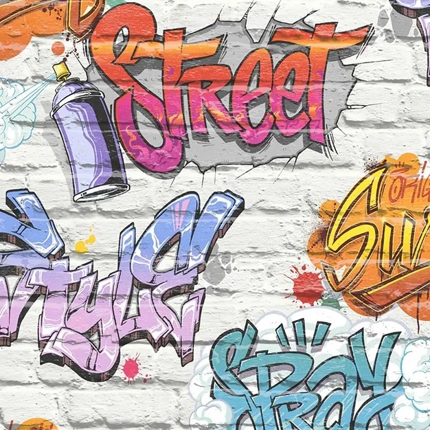 Vavex Papírová tapeta Graffiti na cihlové zdi L17905, Vavex 2019 rozměry 0,53 x 10,05 m
