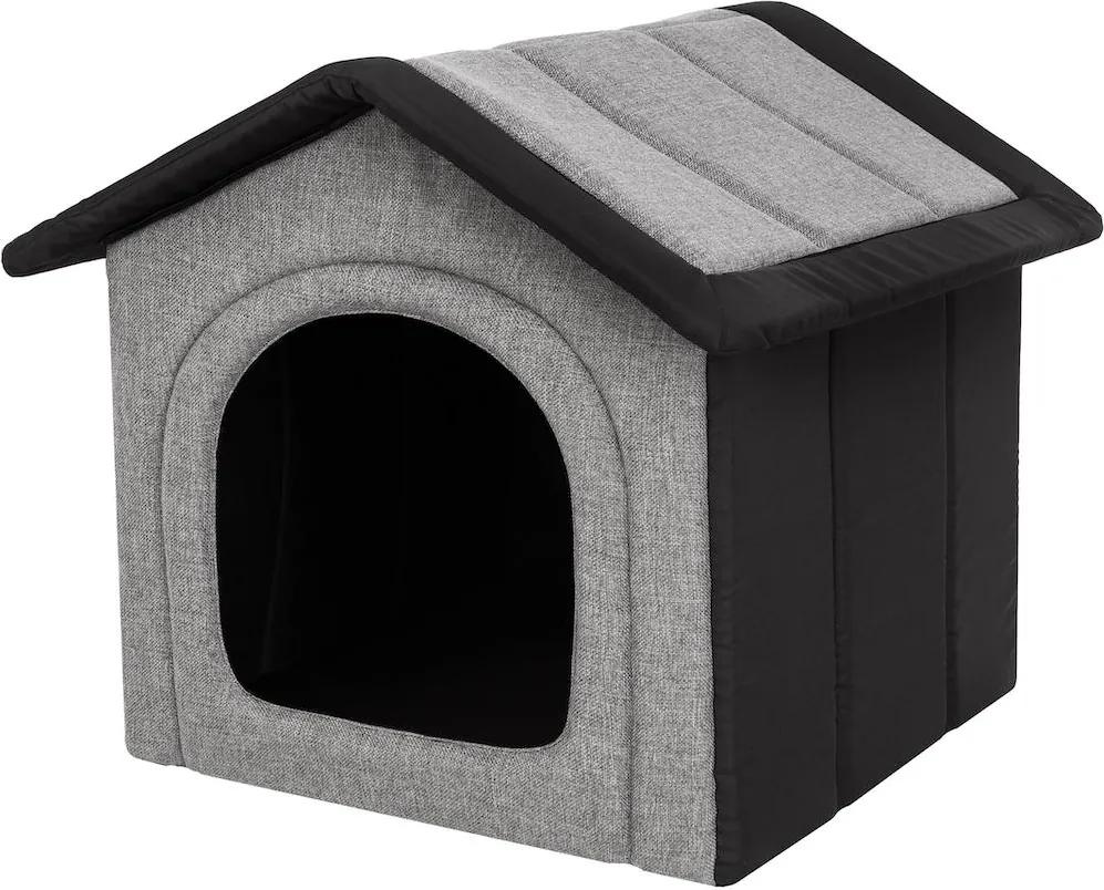 Hobby Dog Látková bouda pro psa - světle šedá s černou Velikost: R1 38x38x32 cm
