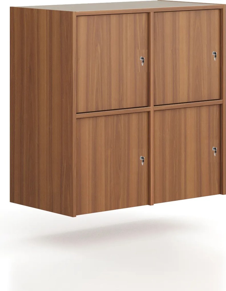 Nástavba pro skříně FRAME, 4x dveře, 872 x 450 x 854 mm, cylindrický zámek, ořech