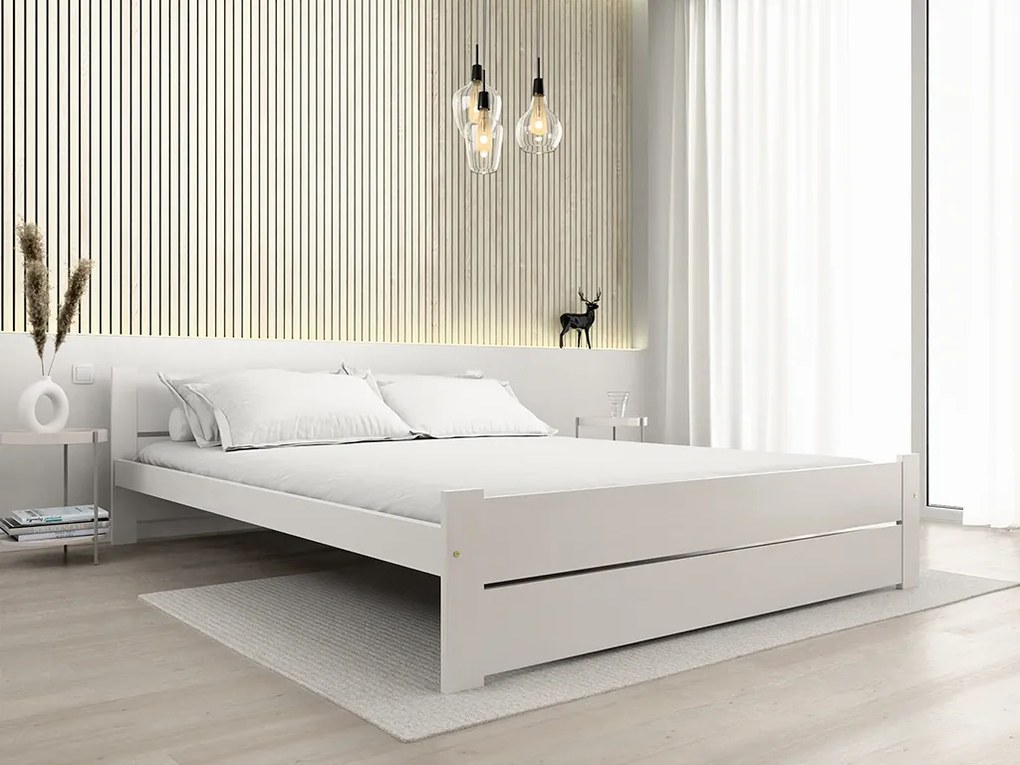 Postel IKAROS DOUBLE 160 x 200 cm, bílá Matrace: Bez matrace, Rošt: S laťkovým roštem