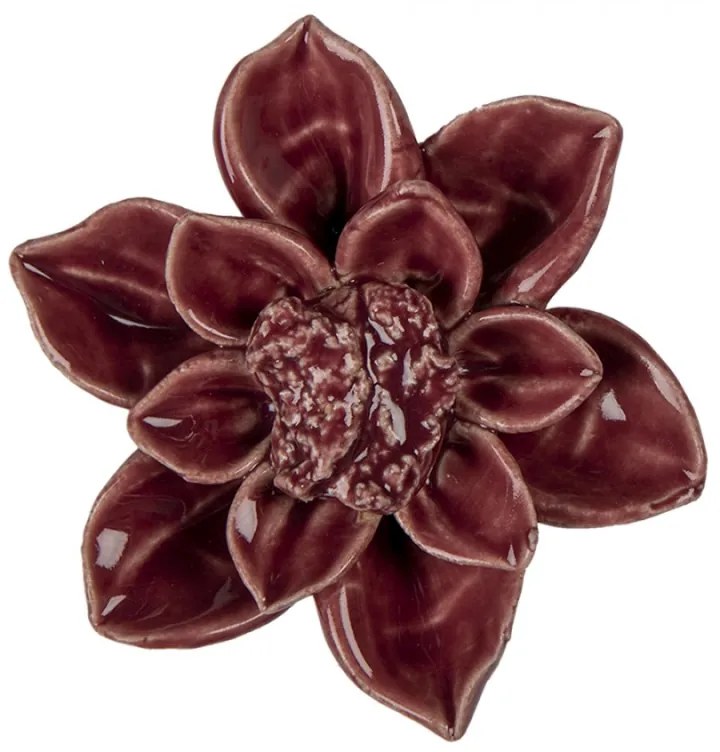 Keramická dekorace květina bordová – 8x4 cm