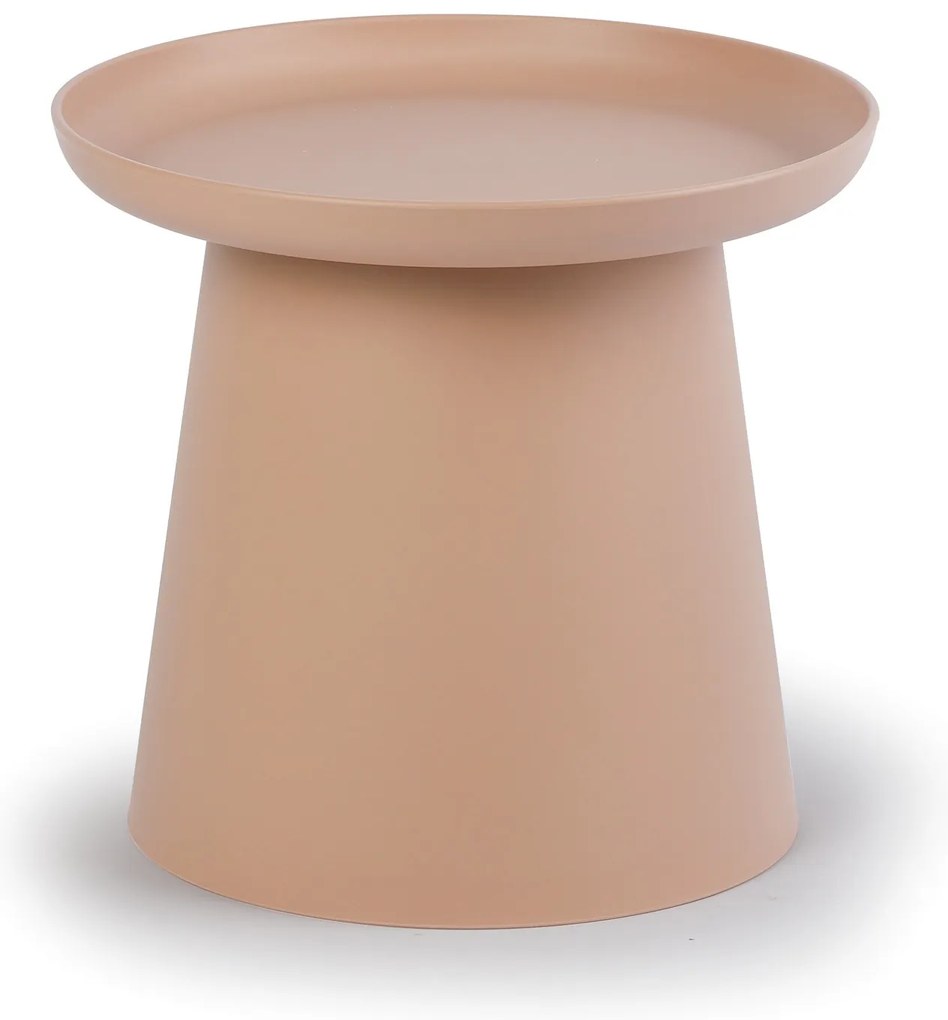 Plastový kávový stolek FUNGO, průměr 50 cm, cihlový