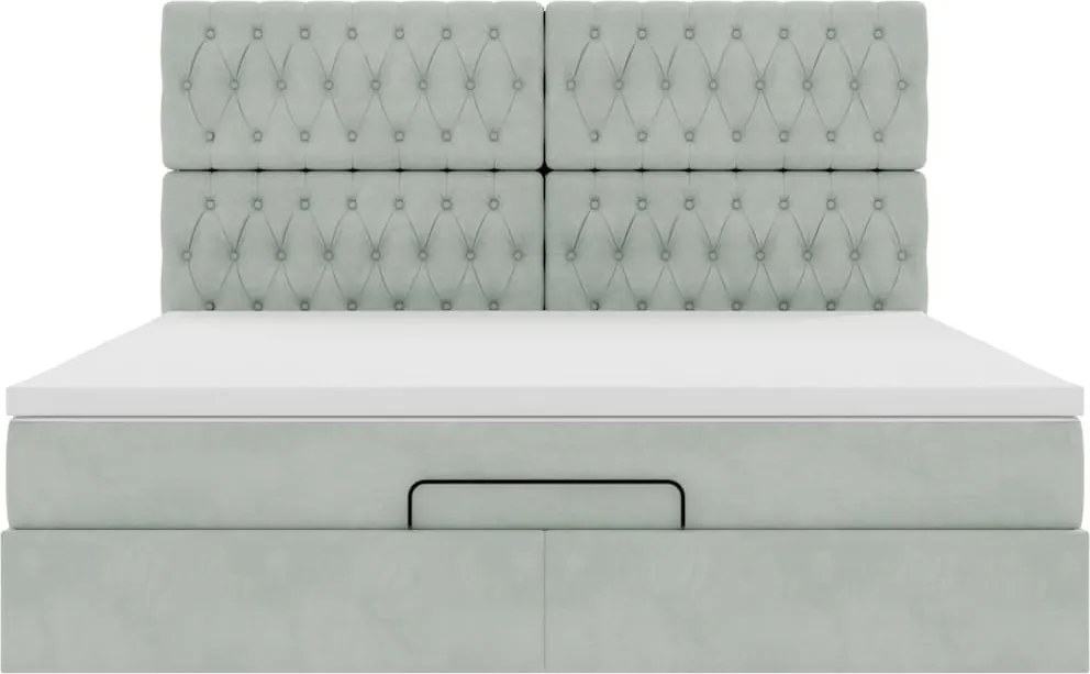 Osmanský rám postele s matracíes světle šedá 180x200cm samet 3313559
