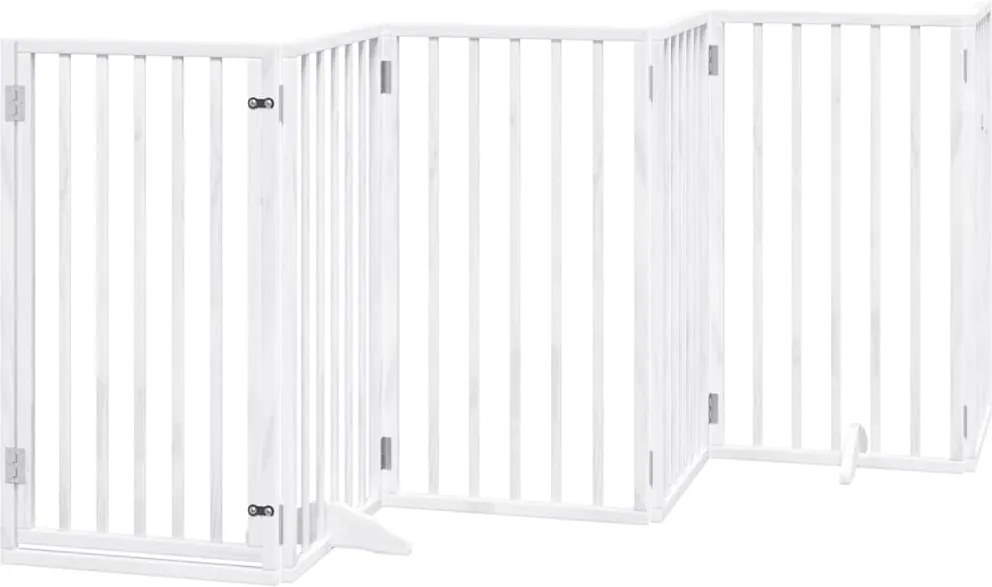 Zábrana pro psy s dvířky skládací 15 panelů bílá 750 cm topol 3155540
