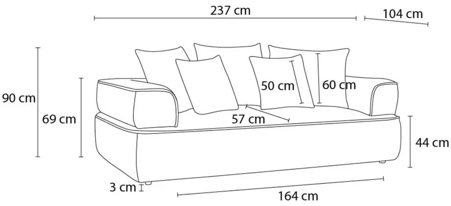Tmavě šedá žinylková pohovka 237 cm Whesley – Bobochic Paris