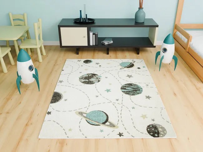 Koberec Lima G759A planety, tyrkysový / krémový