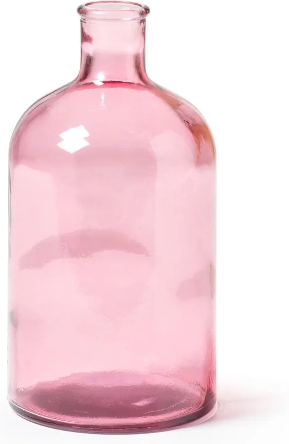 Růžová skleněná váza La Forma Semplice, výška 22 cm