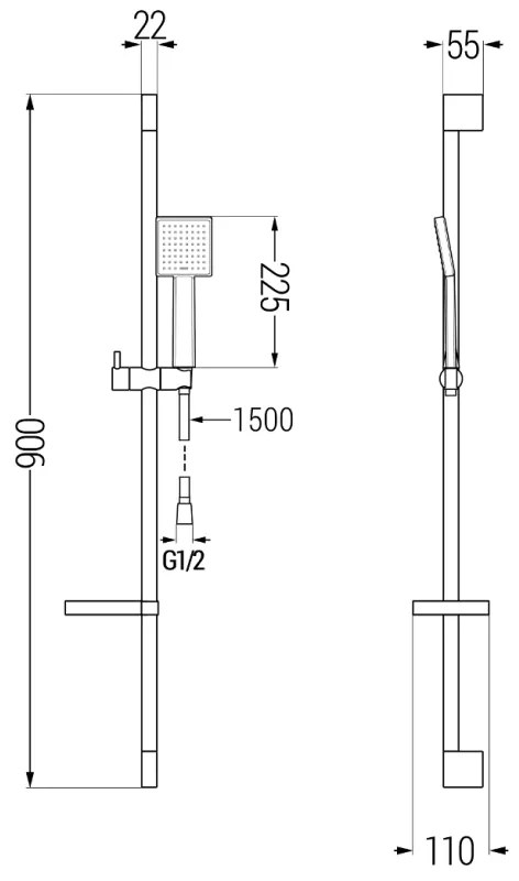 Mexen sprchový set DS45, černá, 785454583-70
