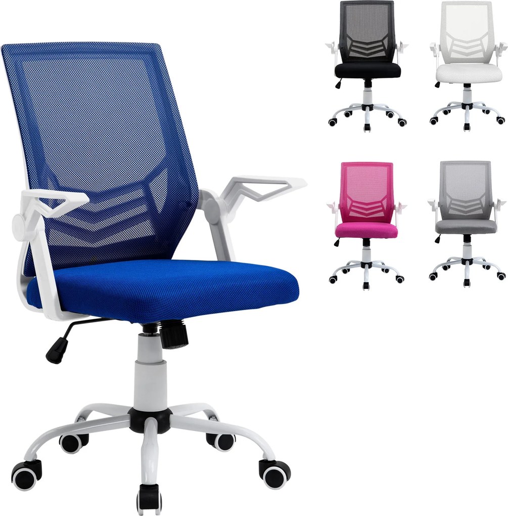 Ergonomická kancelářská židle Vinsetto - otáčecí kancelářská židle s nastavitelnou výškou Modrá | Aosom